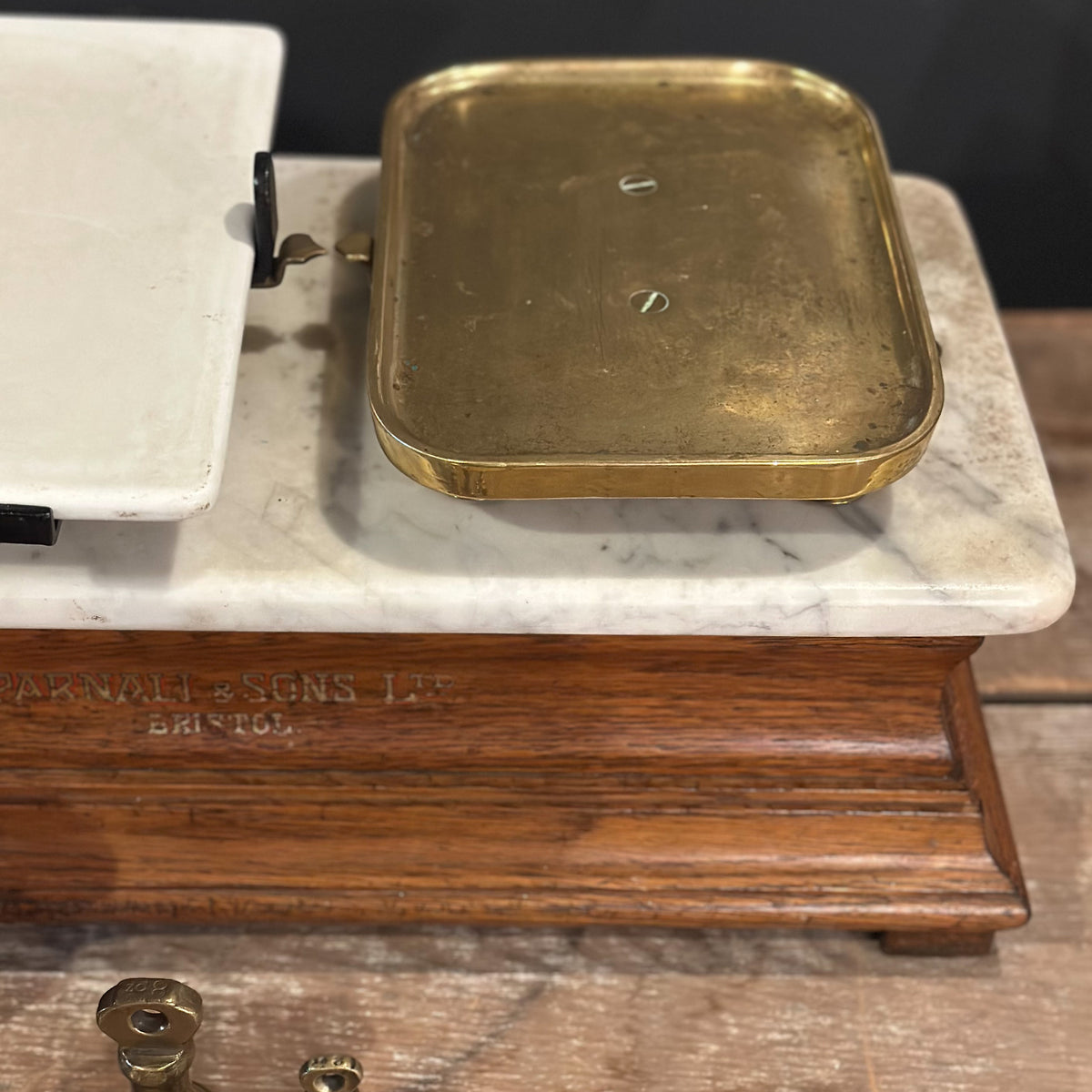 Antique Parnall & Sons Counter Scale Brass & Porcelain – Federal & Black